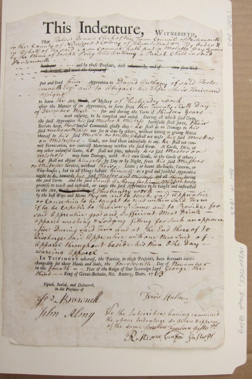 The Poor and Needy in Early Portsmouth: “Parish Children” and Indenture ...